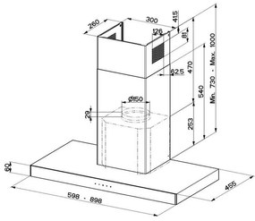 Faber STILOGLASSSMARTX/BKA90 Komínový odsavač par