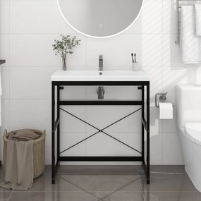 Koupelnový regál pod umyvadlo černý 79 x 38 x 83 cm železo 338501