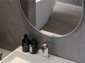 Mexen Loft, kulaté koupelnové zrcadlo 50 cm, barva rámu broušená ocel, 9850-050-050-000-10