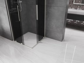 Mexen Velar Duo, sprchový kout s posuvnými dveřmi 100 x 100 cm, 8mm šedé sklo, broušená ocel, 871-100-100-42-97
