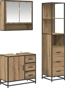 Sada koupelnového nábytku 3 ks Artisanový dub Kompozitní dřevo 3402522