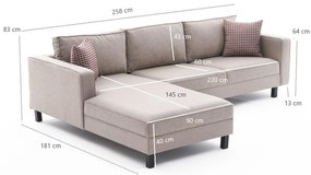 Hanah Home Pohovka KALE krémová levý roh 825BLC2717