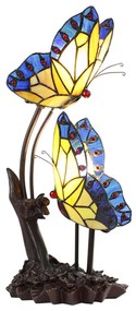 Stolní lampa Tiffany s motýlky Butterfly blue - 24*17*47 cm E14/max 2*25W