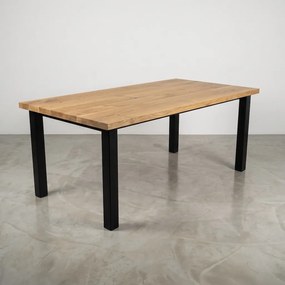 KULHÁNEK Jídelní stůl "Tabi" Velikost desky: 180x80 cm, Odstín podnože: černá s jemnou strukturou - JS RAL 9005