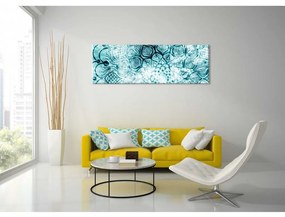 Malvis ® Obraz Ledové modrá mandala Velikost: třídílný obdélník - 90x60 cm