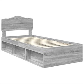 Rám postele s čelo Šedá Sonoma 75 x 190 cm Masivní borové dřevo 3412966