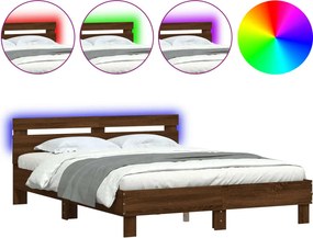 Rám postele s čelem a LED osvětlením hnědý dub 150 x 200 cm 3207545