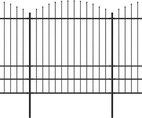 Zahradní plot s kopím nahoře ocelový 337 x 200 cm černý 277749