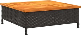 Zahradní stolek černý 70 x 70 x 25 cm ratan a akáciové dřevo 3281629