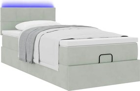 Osmanský rám postele s matrací světle šedá 80x200cm samet 3312584