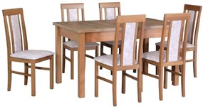 Drewmix jídelní sestava DX 15 odstín dřeva (židle + nohy stolu) grandson, odstín lamina (deska stolu) ořech, potahový materiál látka