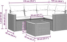 5dílná zahradní sedací souprava s poduškami černá polyratan 3258339