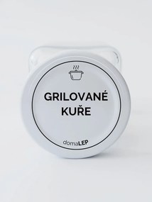Samolepka na kořenky GRILOVANÉ KUŘE průhledná 5 cm tučné písmo