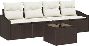 Set pohovek 5 ks Hnědá a krémová polyratan 3355257