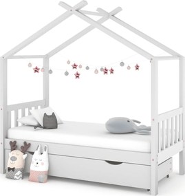 vidaXL Rám dětské postele se zásuvkou masivní borovice 80x160 cm [322149] Barva: Bílá
