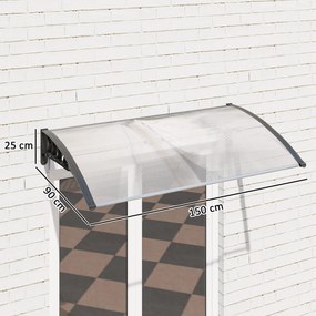 Outsunny stříška na vchodové dveře oblouková stříška 90x150cm z polykarbonátu s UV ochranou v bílé barvě pro optimální ochranu před povětrnostními vl…