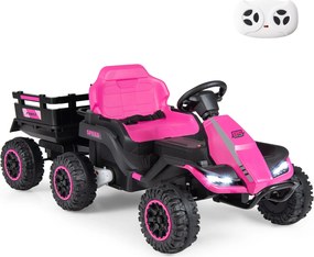 Costway 24 Elektrický traktor V Elektrický traktor pro děti ve věku 3 a – růžový