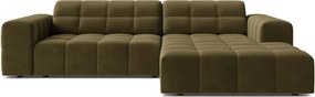 Khaki sametová rohová pohovka (pravý roh/s lenoškou) Chicago – Cosmopolitan Design