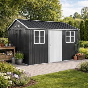 Plechový zahradní domek na nářadí, antracitová, 3,6x3,1x2,5 m, GABKO