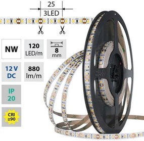 LED pásek McLED 12V neutrální bílá CRI90 š=8mm IP20 9,6W/m 120LED/m SMD2835 ML-121.839.60.2