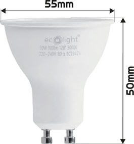 ECOLIGHT 6x LED žárovka GU10 10W teplá bílá