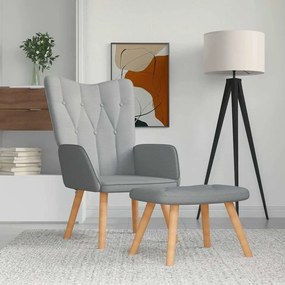 Relaxační křeslo se stoličkou světle šedé textil 327534