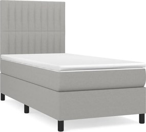 Box spring postel s matrací světle šedá 90x190 cm textil 3141897