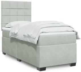 Box spring postel s matrací světle šedá 100x200 cm samet 3290834