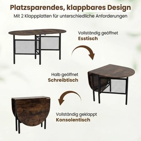 Costway Skládací jídelní stůl pro 6-8 osob Prostorově úsporný Oválný