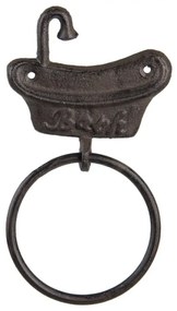 Hnědo černý litinový nástěnný kruhový háček Bath – 12x2x22 cm