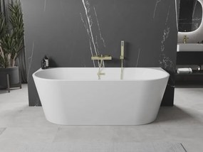 Mexen Oval volně stojící vana ke zdi 150 x 75 cm, bílá, přepad zlatý - 52671507500-50