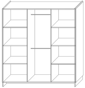 Kondela Skříň, třídveřová, dub wotan/černá, AMONI 3D