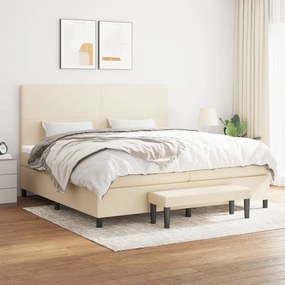 Box spring postel s matrací krémová 200x200 cm textil 3136466