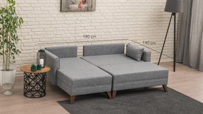 Hanah Home Dvoumístná pohovka BELLA šedá levá 205 cm s taburetem 825BLC1505