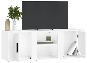 TV skříňka bílá vysoký lesk 100x31,5x35 cm kompozitní dřevo