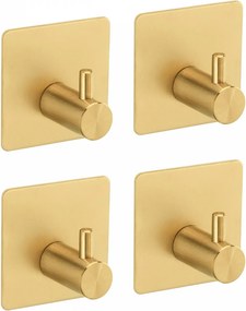 Erga Pad, samolepící háčky na ručníky bez vrtání, 4 ks, 4,5 × 4,5 cm, zlatá, ERG-YKA-CH.PAD4-GLD