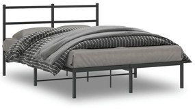 Kovový rám postele s čelem černý 135 x 190 cm - Default Title