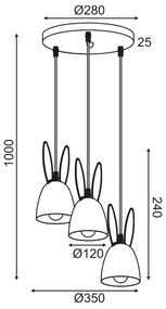 ACA DECOR Dětské závěsné svítidlo BUNNY - Králíček max. 3x 40W/E27/230V/IP20, růžové