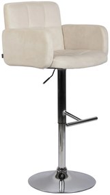 Barová židle Haworth - samet - chromovaný rám | krémová