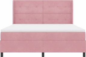 Postel s boxspringem s čelo Růžová 180 x 200 cm samet 3342025
