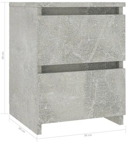 Noční stolky 2 ks betonově šedé 30 x 30 x 40 cm dřevotříska