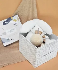 Doudou Dárková sada - Plyšový králíček s béžovou bambulkou 25 cm / od