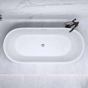 BPS-koupelny Volně stojící akrylátová vana HYD-CES518A 150x75 bílá/černá, odtokový komplet chrom