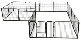 Ohrádka pro psy 16 panelů ocelová 60 x 80 cm černá - Default Title