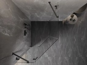 Mexen Lunar, pětiúhelníkový sprchový kout naklápěcí doleva 80 x 100 cm, 8mm čiré sklo, profil grafit broušený, 831-080L-100P-66-00-L