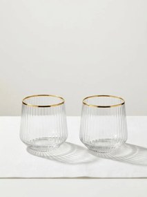 Sinsay - Sklenice s rýhováním a zlatým okrajem 2 pack - zlatá