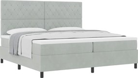 Postel s boxspringem s matrací Světle šedá 200 x 200 cm samet 3339788