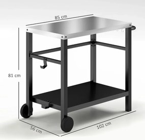 MM Handel  Grilovací vozík 2 patrový servírovací vozík BBQ