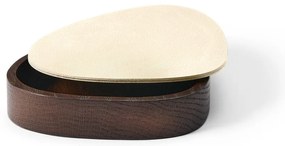 Hnědý/krémový dřevěný/z eko kůže úložný box s víkem/dekorativní 14x12,5x3,5 cm Curve Nupo – LIND DNA