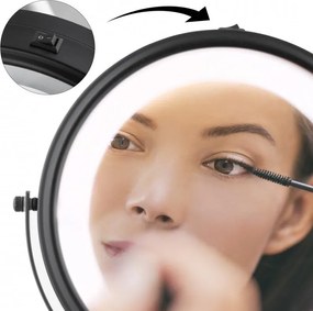 Erga Eda, LED osvětlené kosmetické zrcadlo na make-up ø20 cm, černá matná, ERG-YKA-CH.EDA-BLK